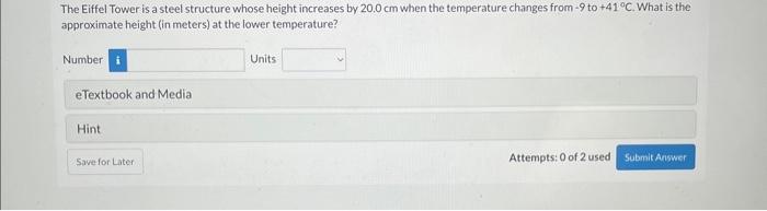 Solved The Eiffel Tower is a steel structure whose height | Chegg.com