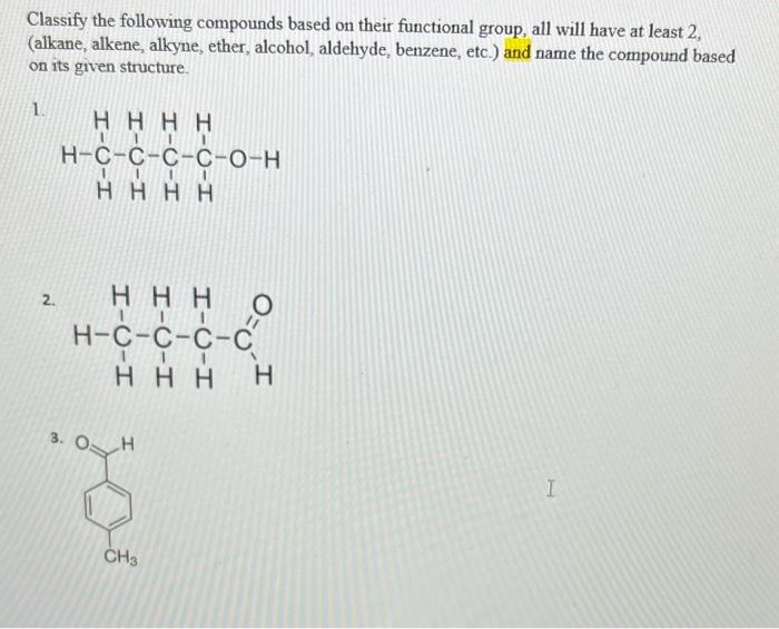 Solved Classify the following compounds based on their | Chegg.com