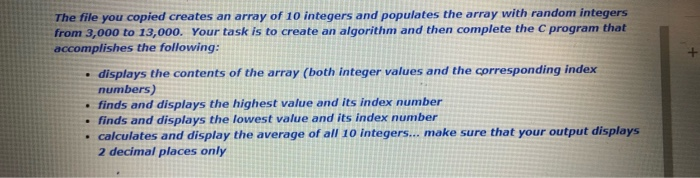 Solved The file you copied creates an array of 10 integers | Chegg.com