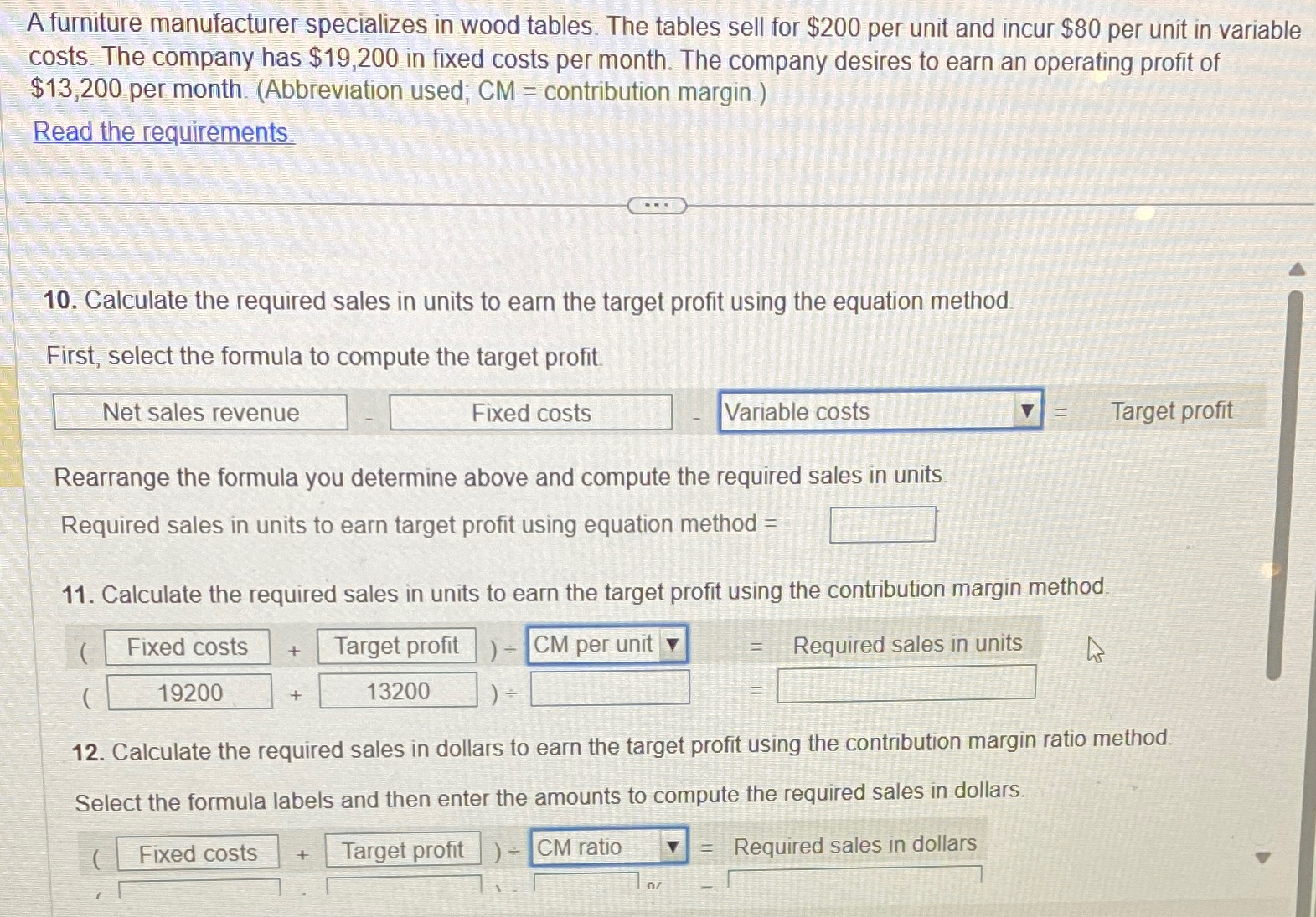 Solved A furniture manufacturer specializes in wood tables. | Chegg.com
