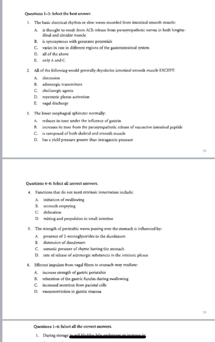 Questions 1-3: Select the best answer. 1. The basic | Chegg.com