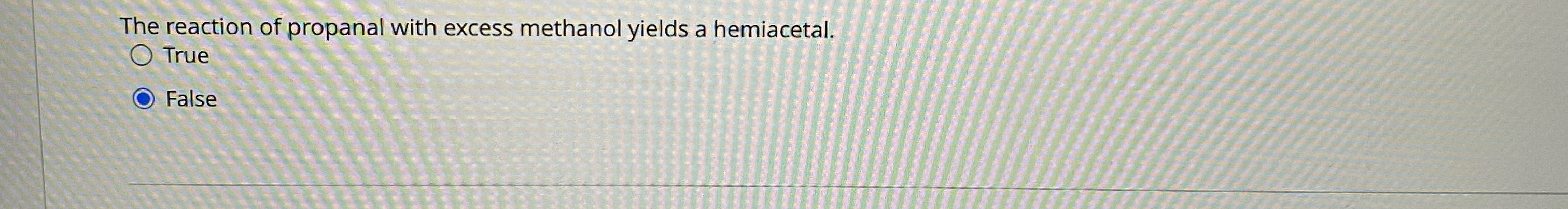 Solved The reaction of propanal with excess methanol yields | Chegg.com