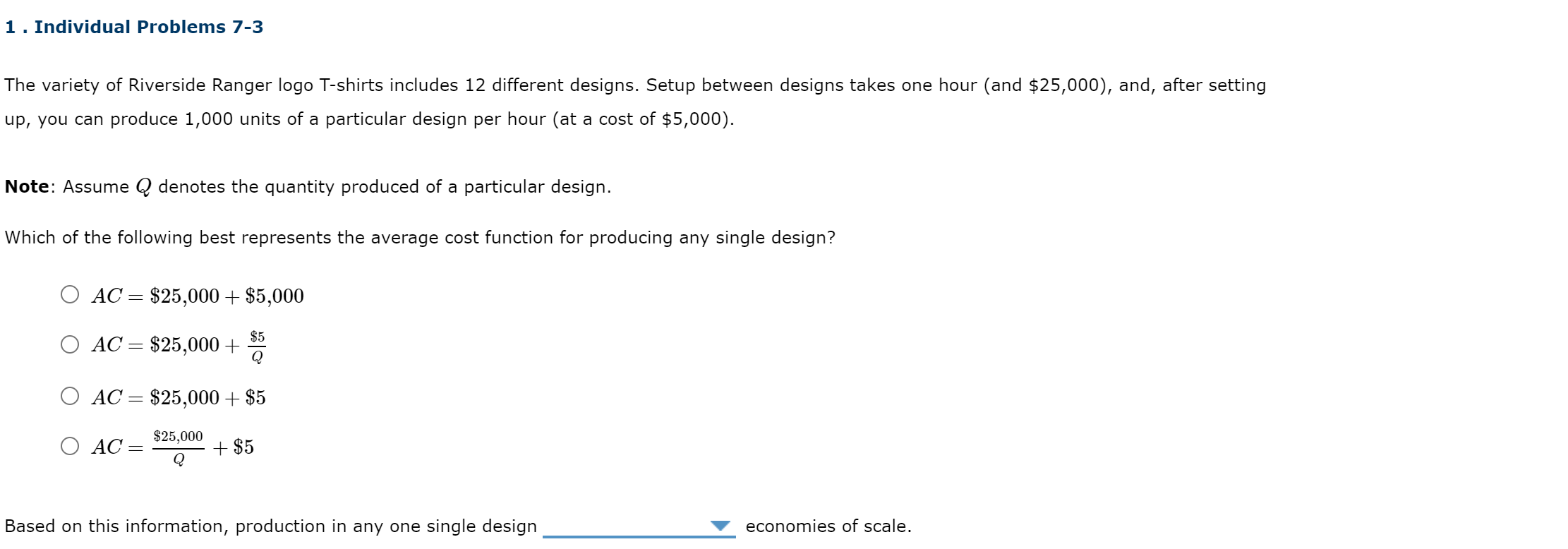 Solved Individual Problems 7-3The variety of Riverside | Chegg.com
