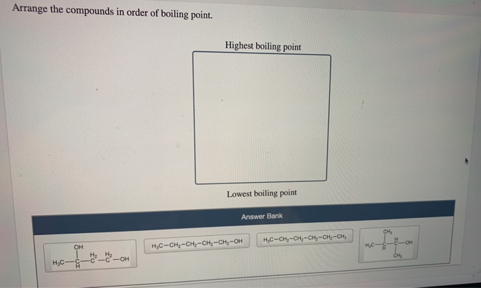 Solved Arrange the compounds from highest boiling point to | Chegg.com