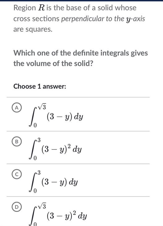 Solved Let R ﻿be the region enclosed by y=3-x2 ﻿and the axes | Chegg.com