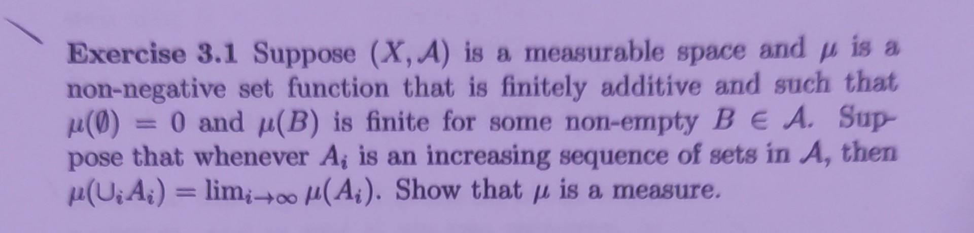 Solved Exercise 3 1 Suppose X A Is A Measurable Space And
