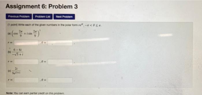 Solved Assignment 6: Problem 3 Problem List Previous Problem | Chegg.com