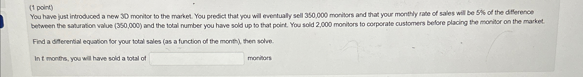 Solved (1 ﻿point)You have just introduced a new 3D monitor | Chegg.com