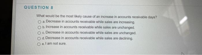 Solved What may a decrease in Accounts Receivable days | Chegg.com