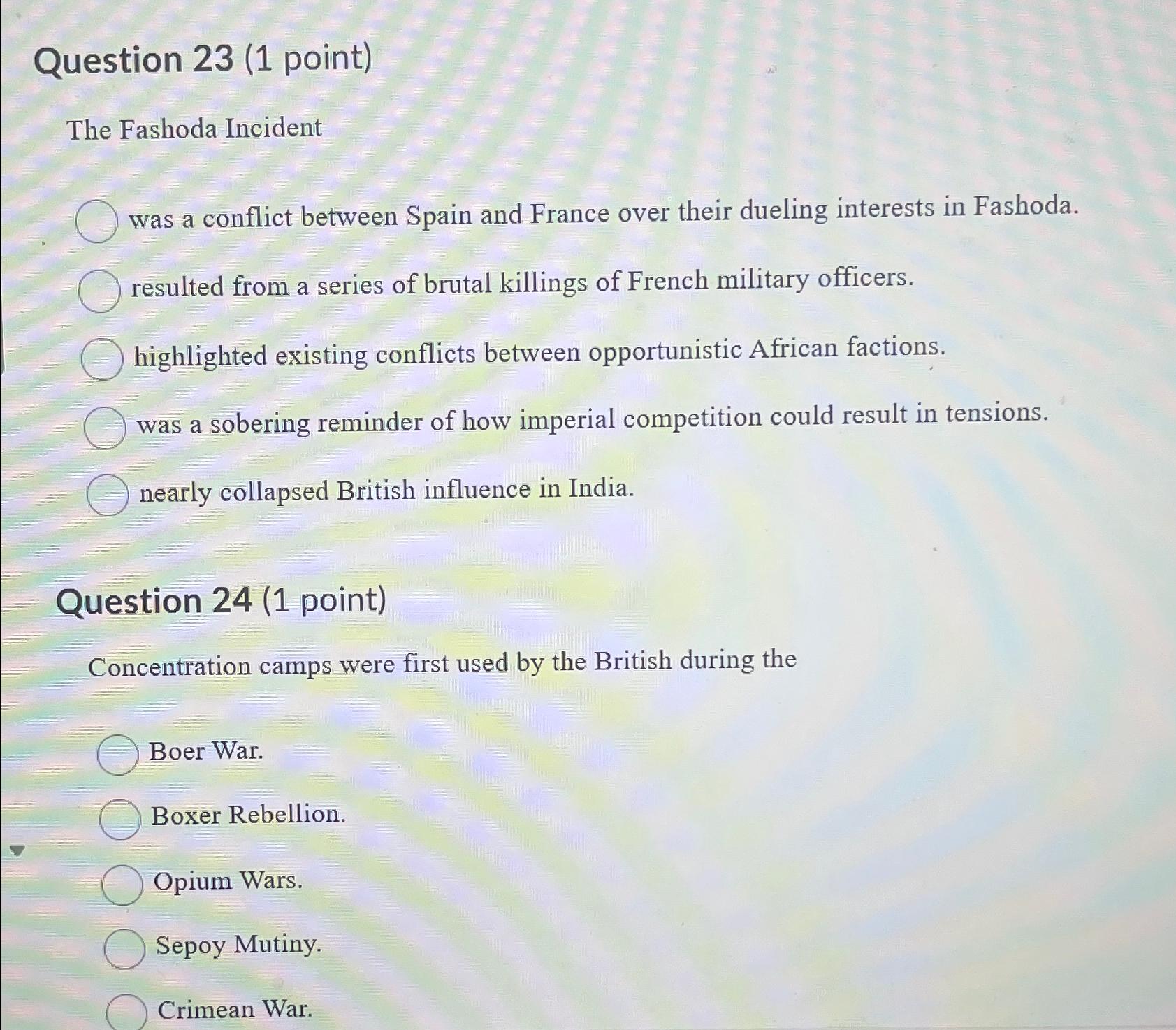Solved Question 23 (1 ﻿point)The Fashoda Incidentwas a | Chegg.com