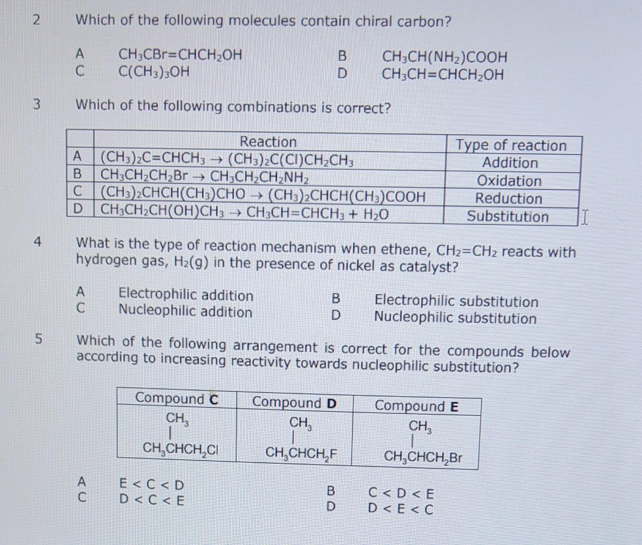 Solved 2 Which of the following molecules contain chiral | Chegg.com