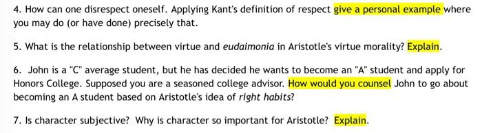 Solved 4. How can one disrespect oneself. Applying Kant's | Chegg.com