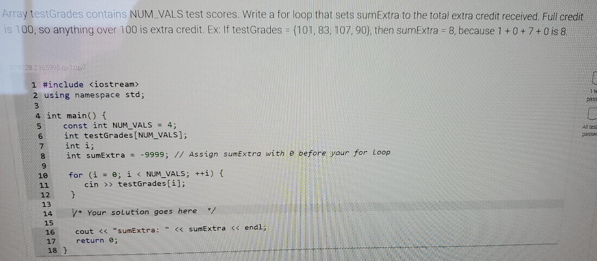 Solved Array testGrades contains NUM_VALS test scores. Write | Chegg.com
