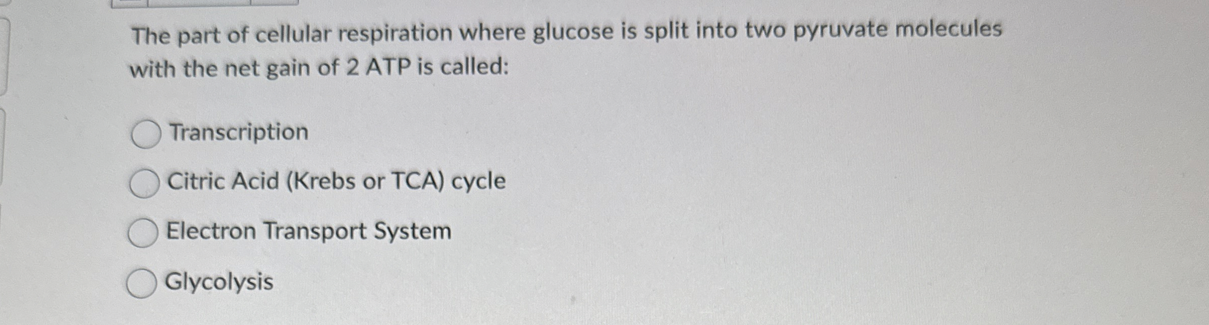 Solved The part of cellular respiration where glucose is | Chegg.com