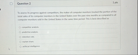 Solved Question 21 ﻿ptsTo assess its progress against | Chegg.com