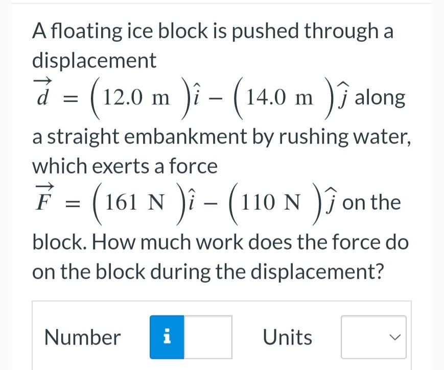Solved A floating ice block is pushed through a displacement | Chegg.com