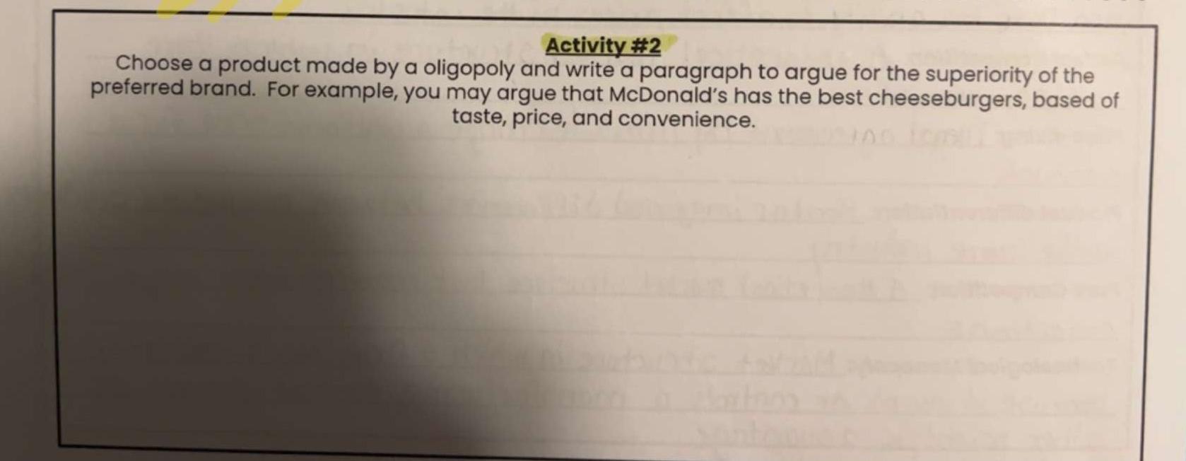 Solved Activity \#2 Choose a product made by a oligopoly and | Chegg.com