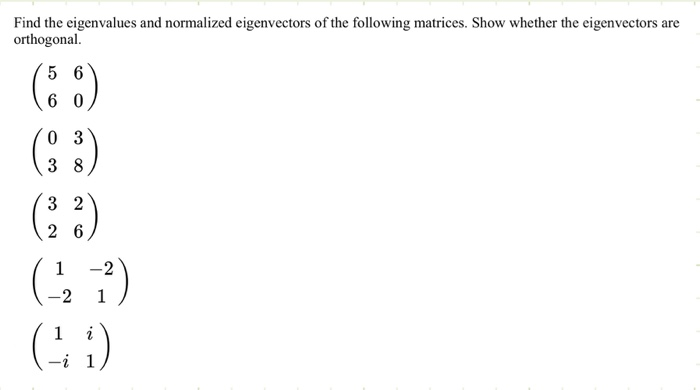 Solved Find the eigenvalues and normalized eigenvectors of | Chegg.com