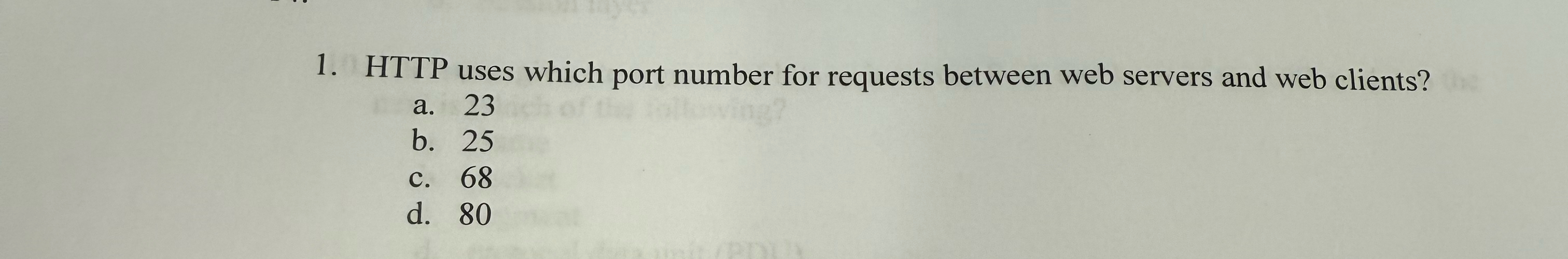 Solved HTTP uses which port number for requests between web | Chegg.com