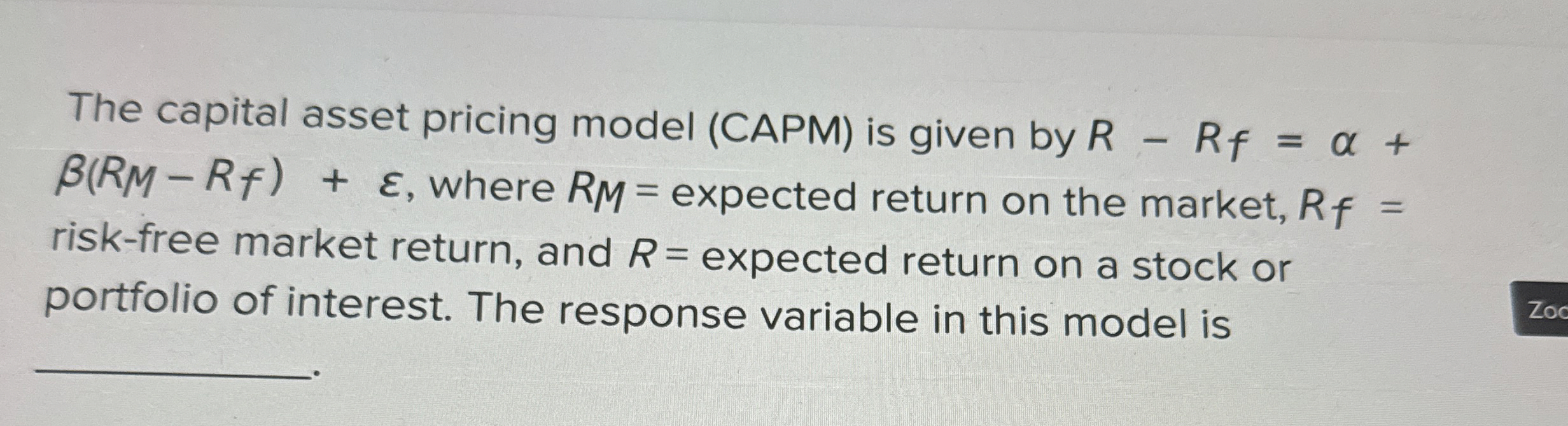 Solved The capital asset pricing model (CAPM) ﻿is given by | Chegg.com