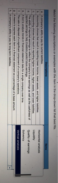 Solved Exercise 12-1A Match terms with their definitions | Chegg.com