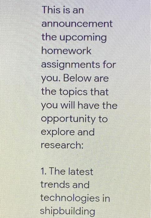 Solved This is an announcement the upcoming homework | Chegg.com