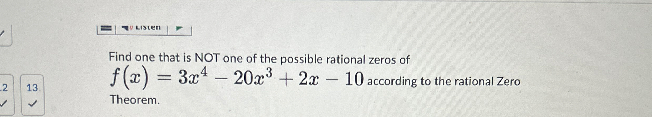 Solved Find one that is NOT one of the possible rational | Chegg.com