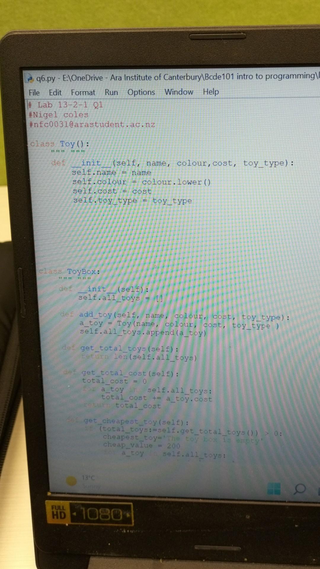 Solved q6.py - E:\OneDrive - Ara Institute of | Chegg.com