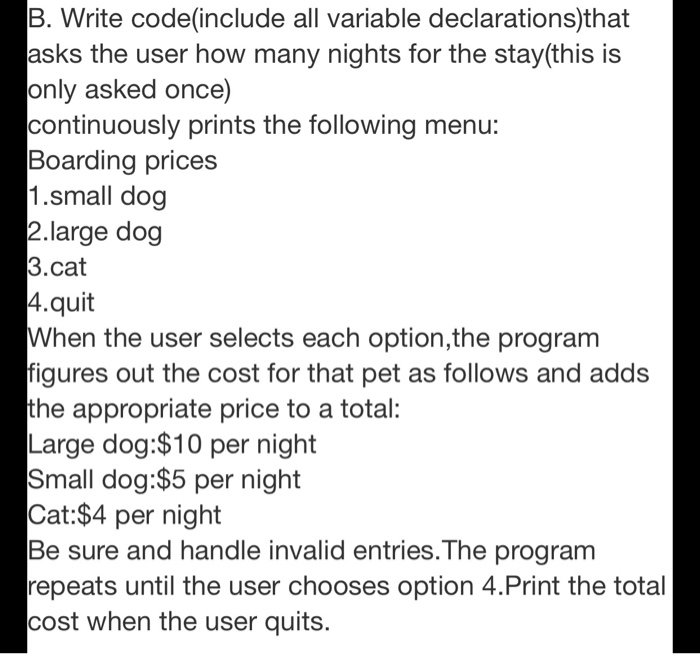 Solved B Write Codeinclude All Variable Declarationsthat 4718