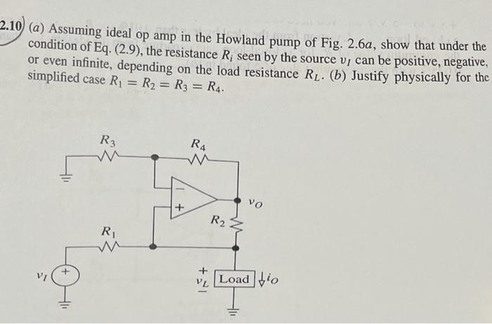 Solved 2.10 (a) Assuming ideal op amp in the Howland pump of | Chegg.com