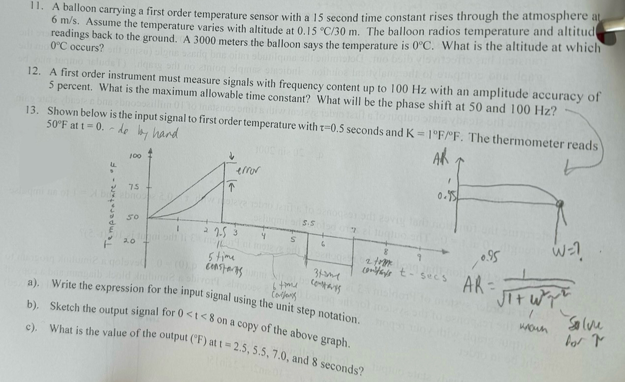 Solved A balloon carrying a first order temperature sensor | Chegg.com