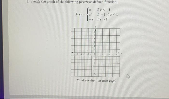 Solved 9. Sketch the graph of the following piecewise | Chegg.com