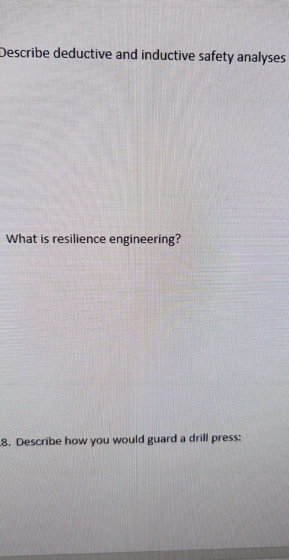 Solved Describe deductive and inductive safety analyses What | Chegg.com