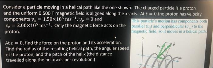 Solved Consider a particle moving in a helical path like the | Chegg.com