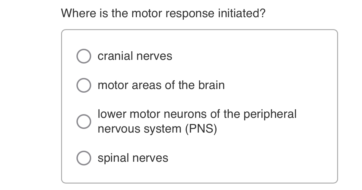 Solved Where is the motor response initiated?cranial | Chegg.com