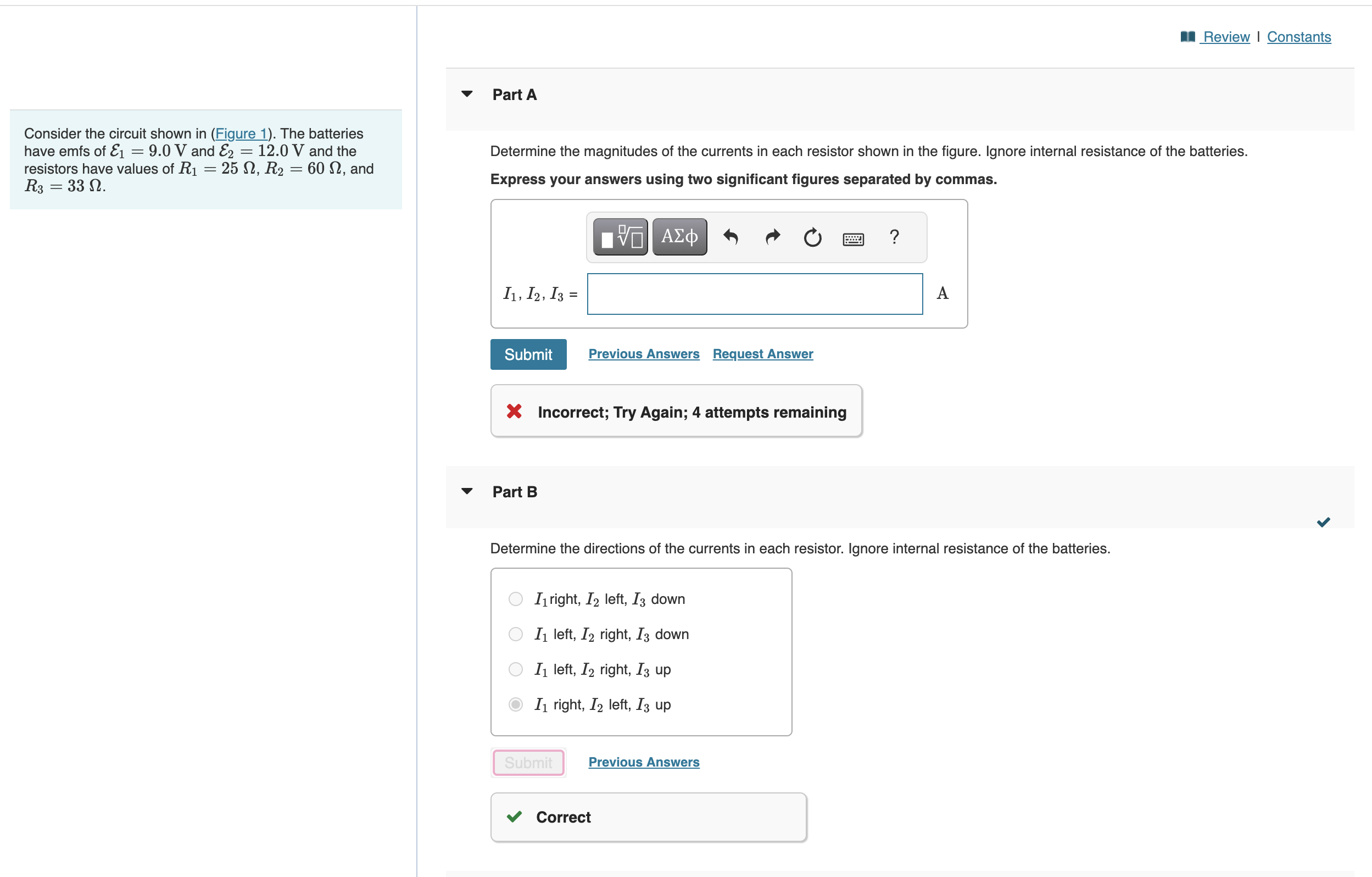 I1,I2,I3=Incorrect; Try Again; 4 ﻿attempts remaining | Chegg.com