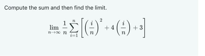Solved Compute The Sum And Then Find The Limit N 2 1 2 • Σ 0879