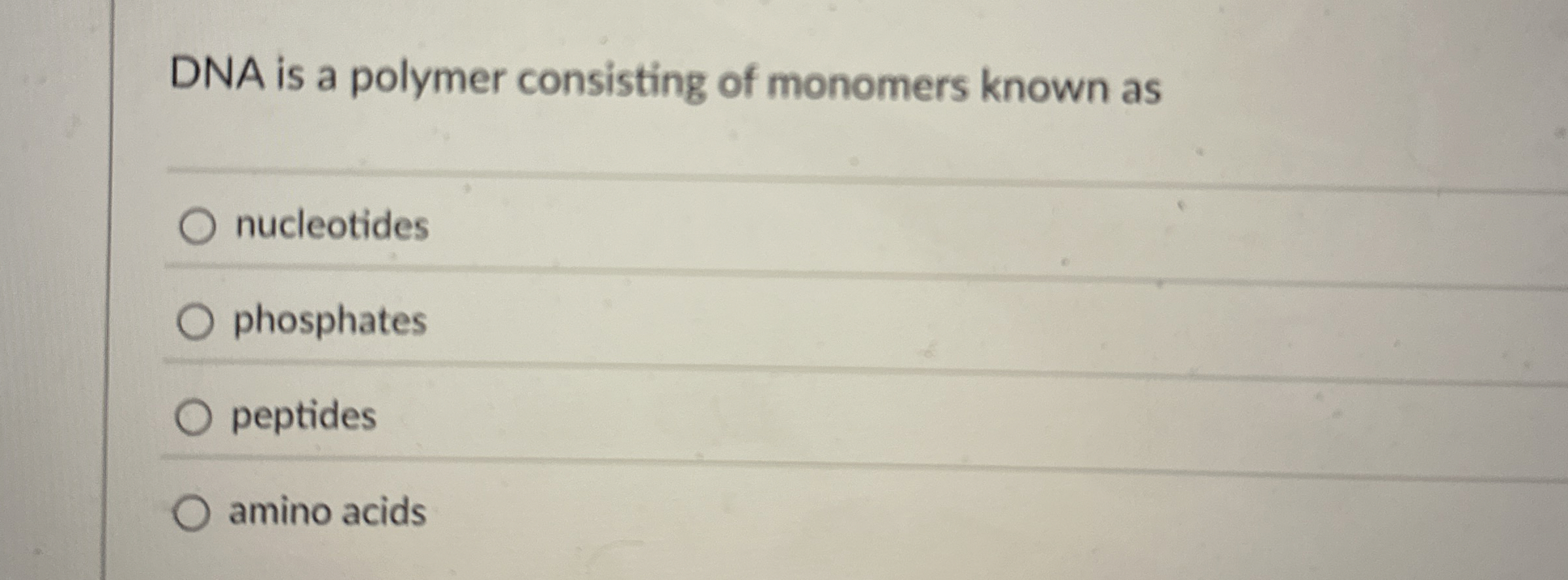 Solved DNA is a polymer consisting of monomers known | Chegg.com