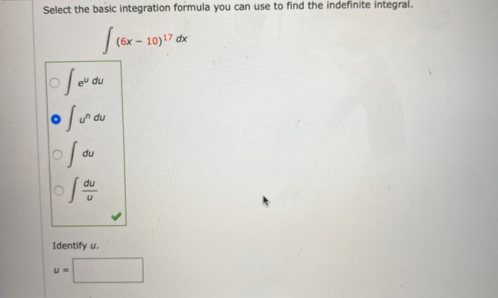 Solved Select the basic integration formula you can use to | Chegg.com