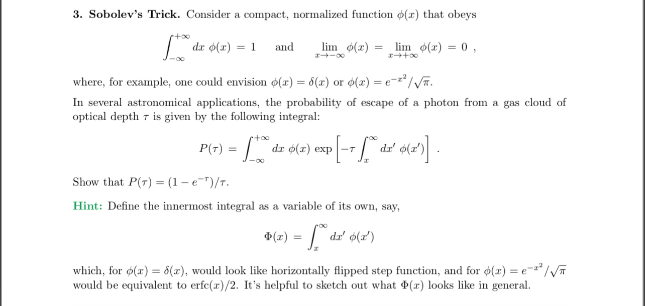 Solved Sobolev's Trick. Consider a compact, normalized | Chegg.com