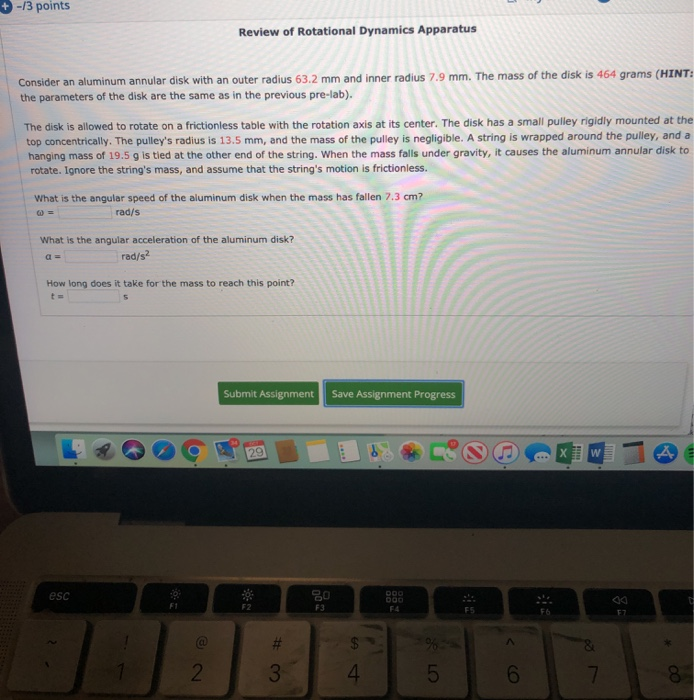 Solved -13 points Review of Rotational Dynamics Apparatus | Chegg.com