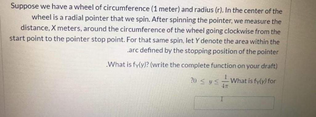 Solved Suppose we have a wheel of circumference (1 meter) | Chegg.com