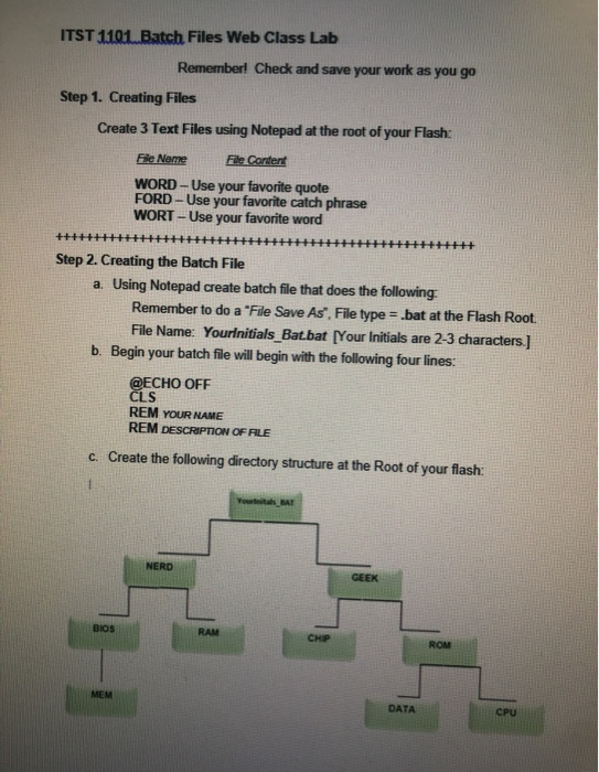 Solved ITST 1101. Batch Files Web Class Lab Remember! Check | Chegg.com