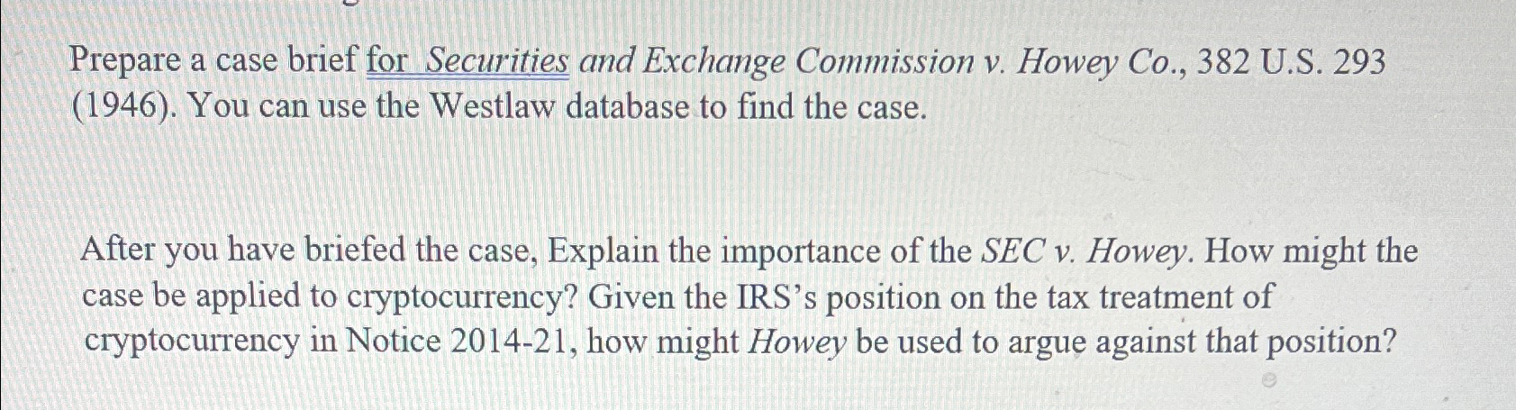 Solved Prepare a case brief for Securities and Exchange | Chegg.com