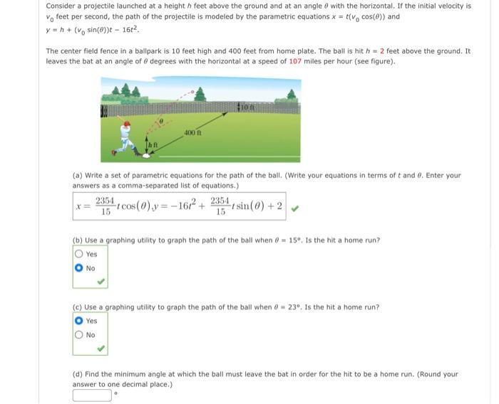 Solved Consider a projectile launched at a heighth feet | Chegg.com