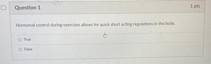 Solved Hormonal control during exercises allows for quick | Chegg.com