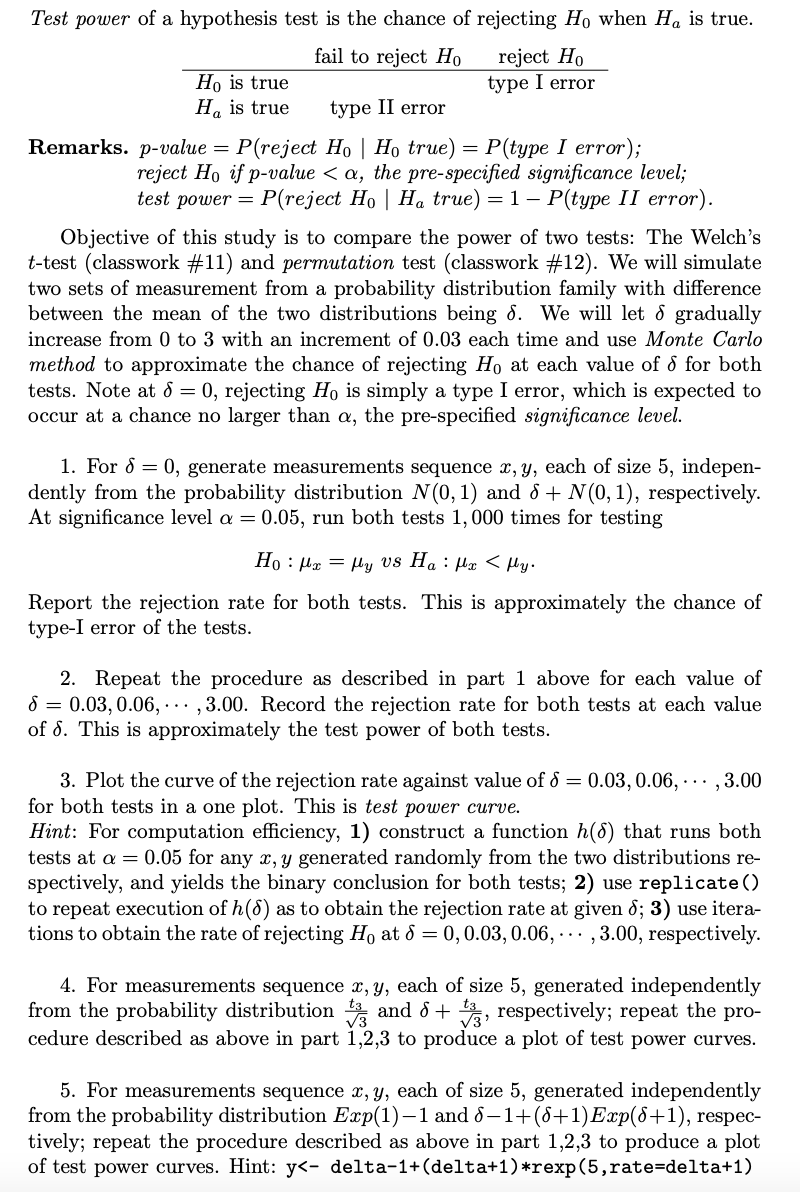 Solved Test power of a hypothesis test is the chance of | Chegg.com