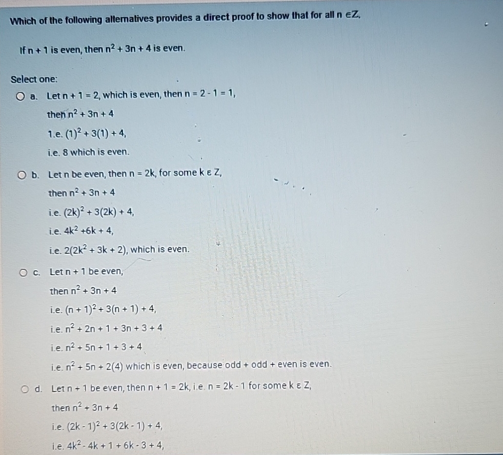 Solved Which of the following alternatives provides a direct | Chegg.com