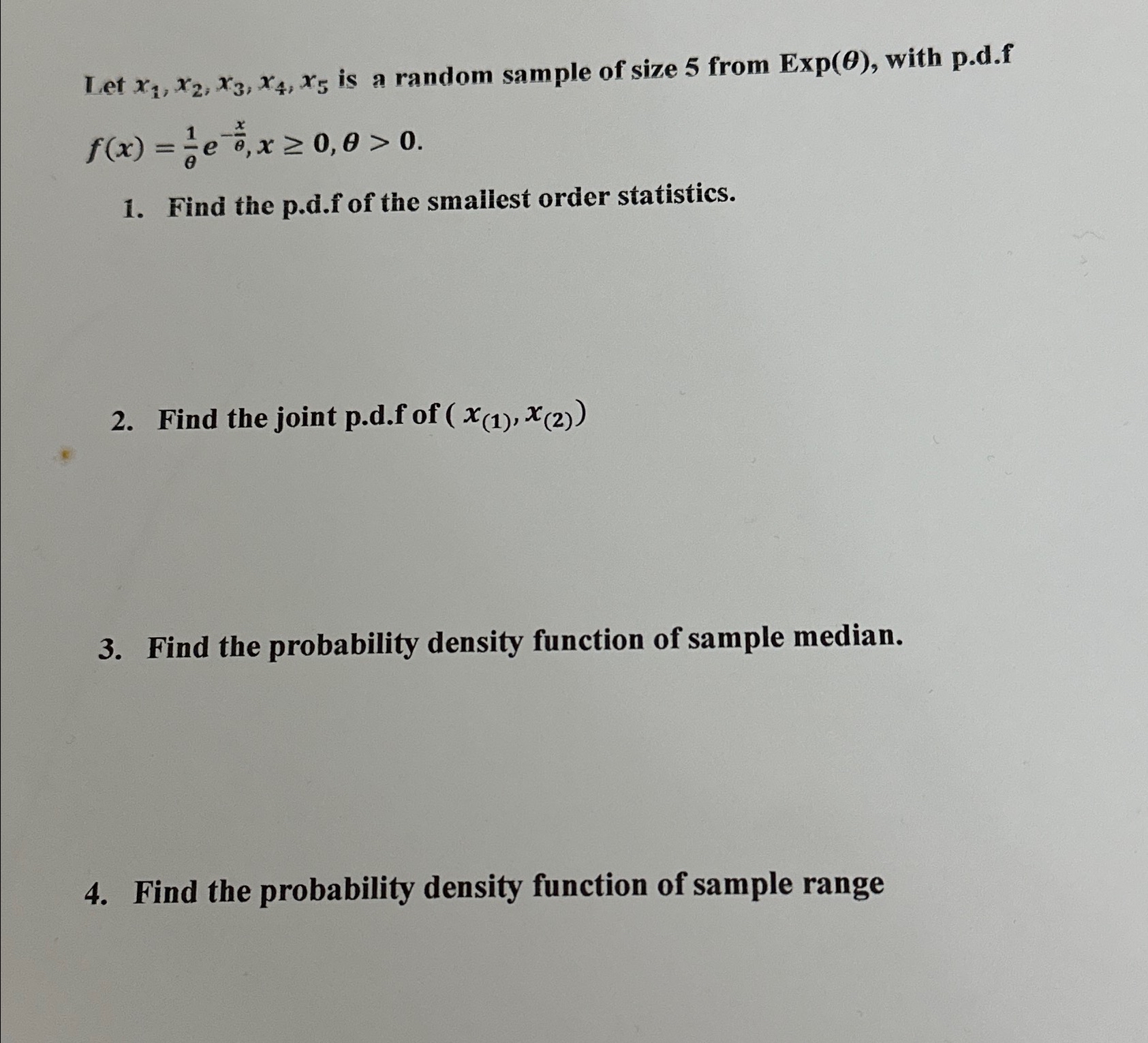 Solved Let x1,x2,x3,x4,x5 ﻿is a random sample of size 5 | Chegg.com