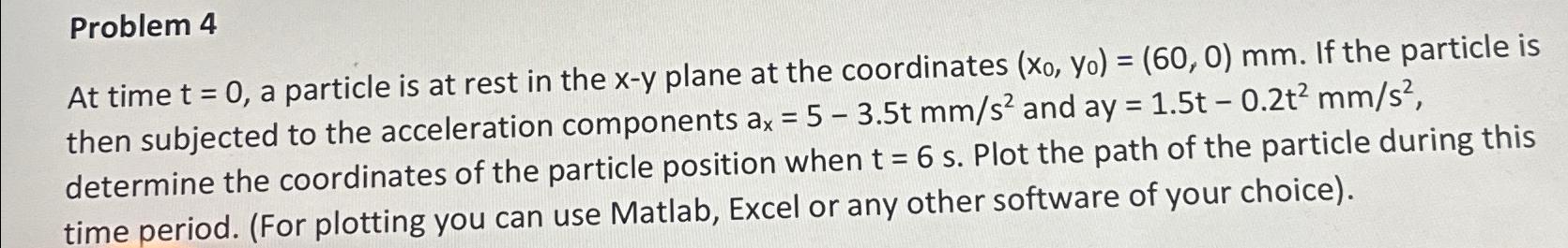 Solved Problem 4At time t=0, ﻿a particle is at rest in the | Chegg.com